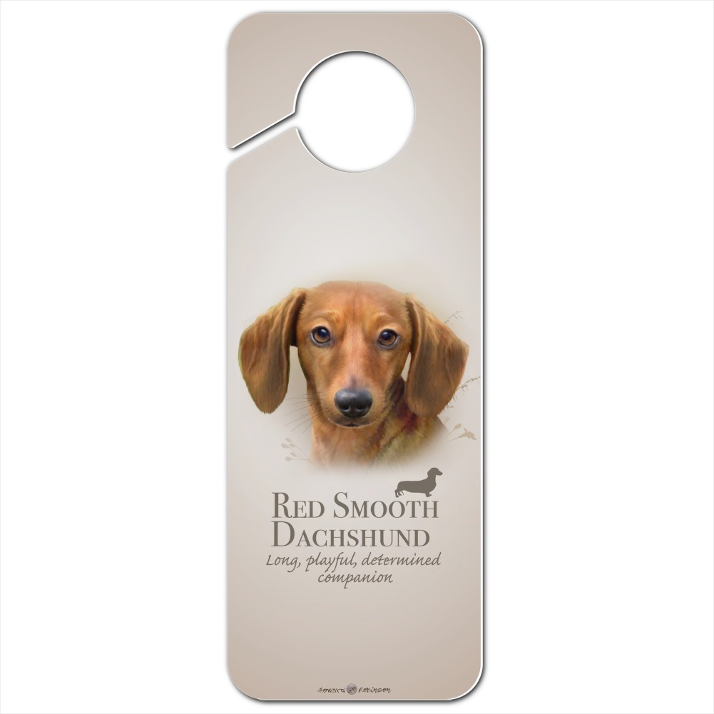 Red Smooth Dachshund Wiener Dog Breed Plastic Door Knob Hanger Sign ...