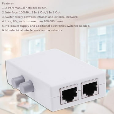 Kentek RJ45 2 Way Manual Data Switch Box Push Button Style Network I/O ...