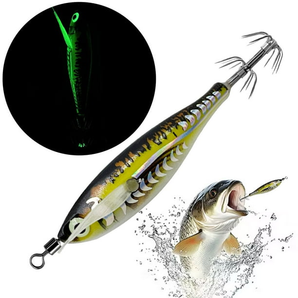 Artificial Fake Octopus Señuelos Luminosos Jig Hook Fishing Lure Wood ...