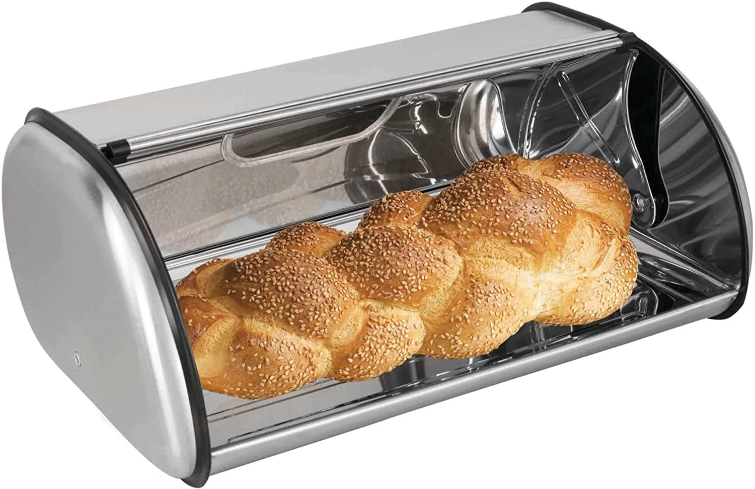 Linen Store Bread Box for Kitchen Counter with Stainless Steel & Window ...