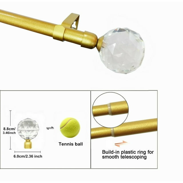 FOCUSSEXY Crystal Curtain Rods , Window Curtain Rods for Windows28-48/ ...