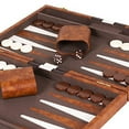 Crazy Games 15 Inch Classic Backgammon Set - Medium Brown with Leather ...