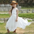 Bobifish Little Girls Maxi Dresses Crew Neck Sleeveless Lace Smocked ...