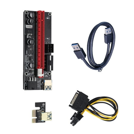 PCI-E Riser Board 1X to 16X Extender 6-pin GPU adapter; GPU extender ...