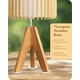 14.17" Small Table Lamp, Wood Tripod Bedside Lamp, Natural Wood-Colored ...