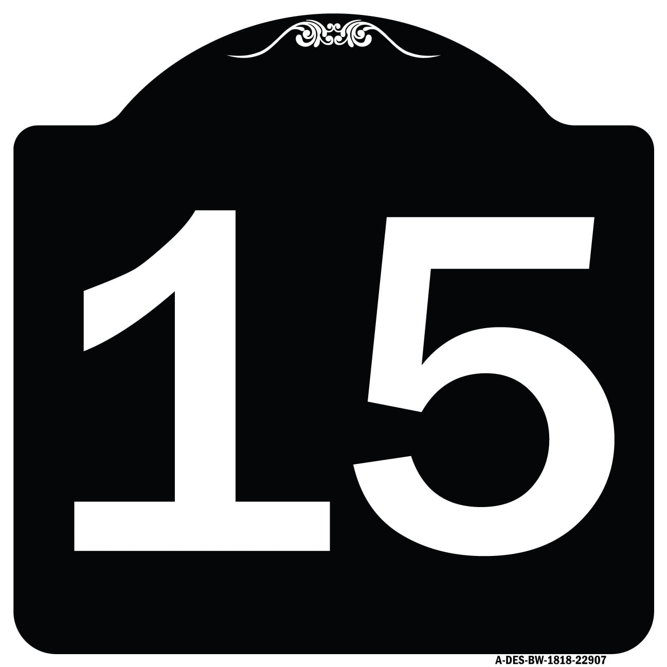 SignMission Designer Series Sign - Sign with Number '15 | Black & White ...