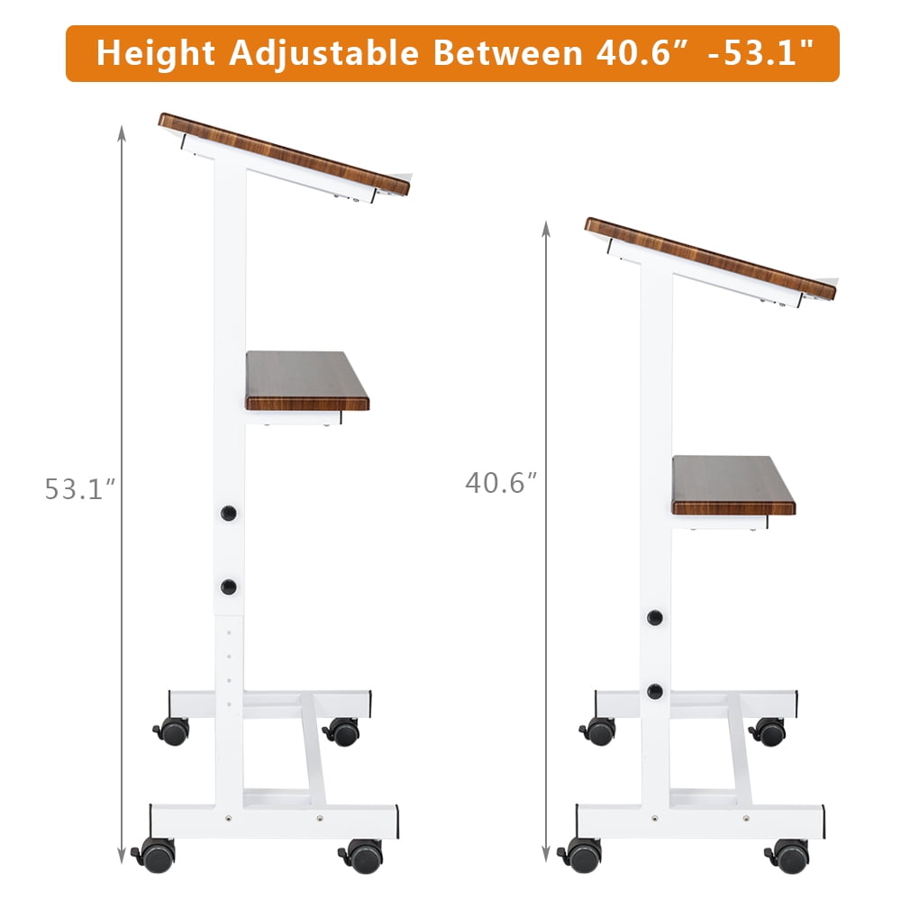Buy VINGLI Mobile Stand Up Lectern Height Adjustable Podium with Wheels ...