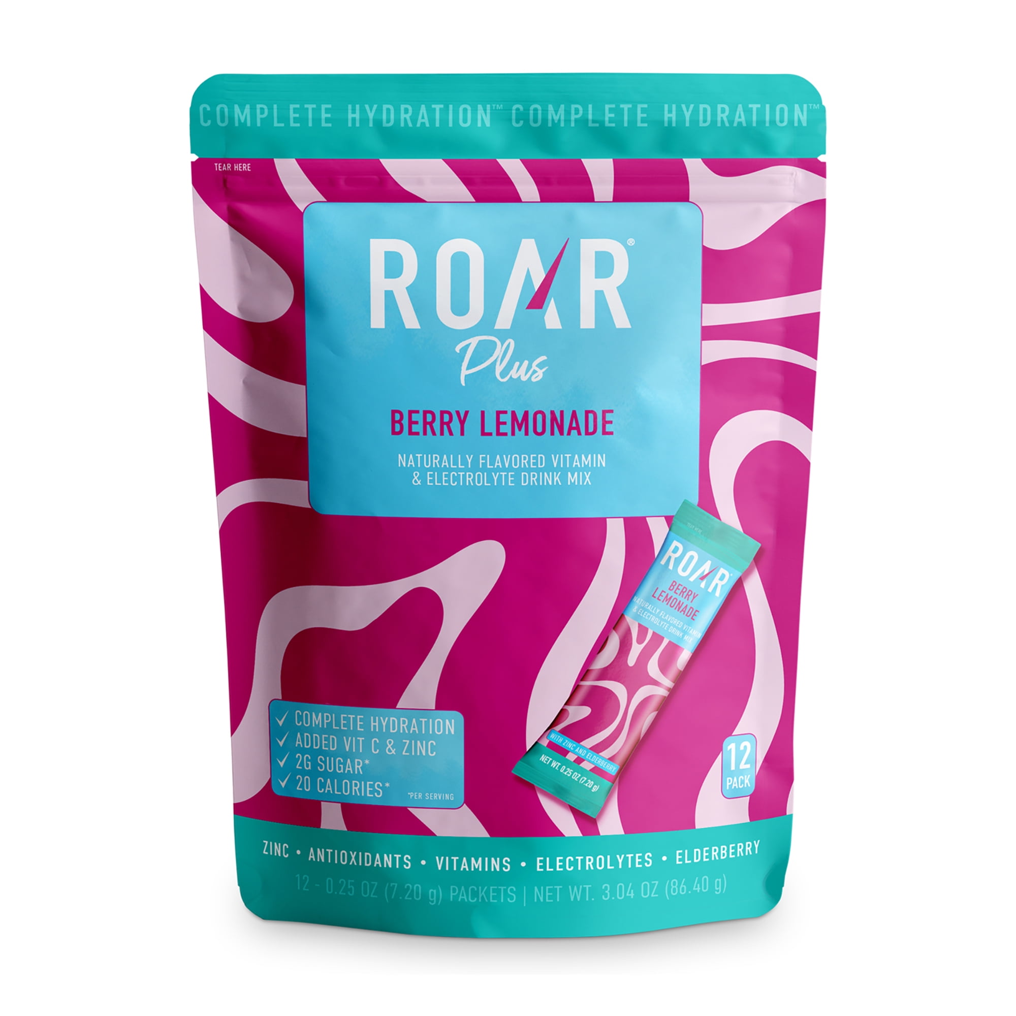 Roar Complete Hydration Powder Plus - Limonada de Baya - 12 X 7.20 g ...