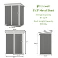 Patiowell Outdoor Metal Storage Shed 5x3 ft Gray Waterproof Galvanized ...