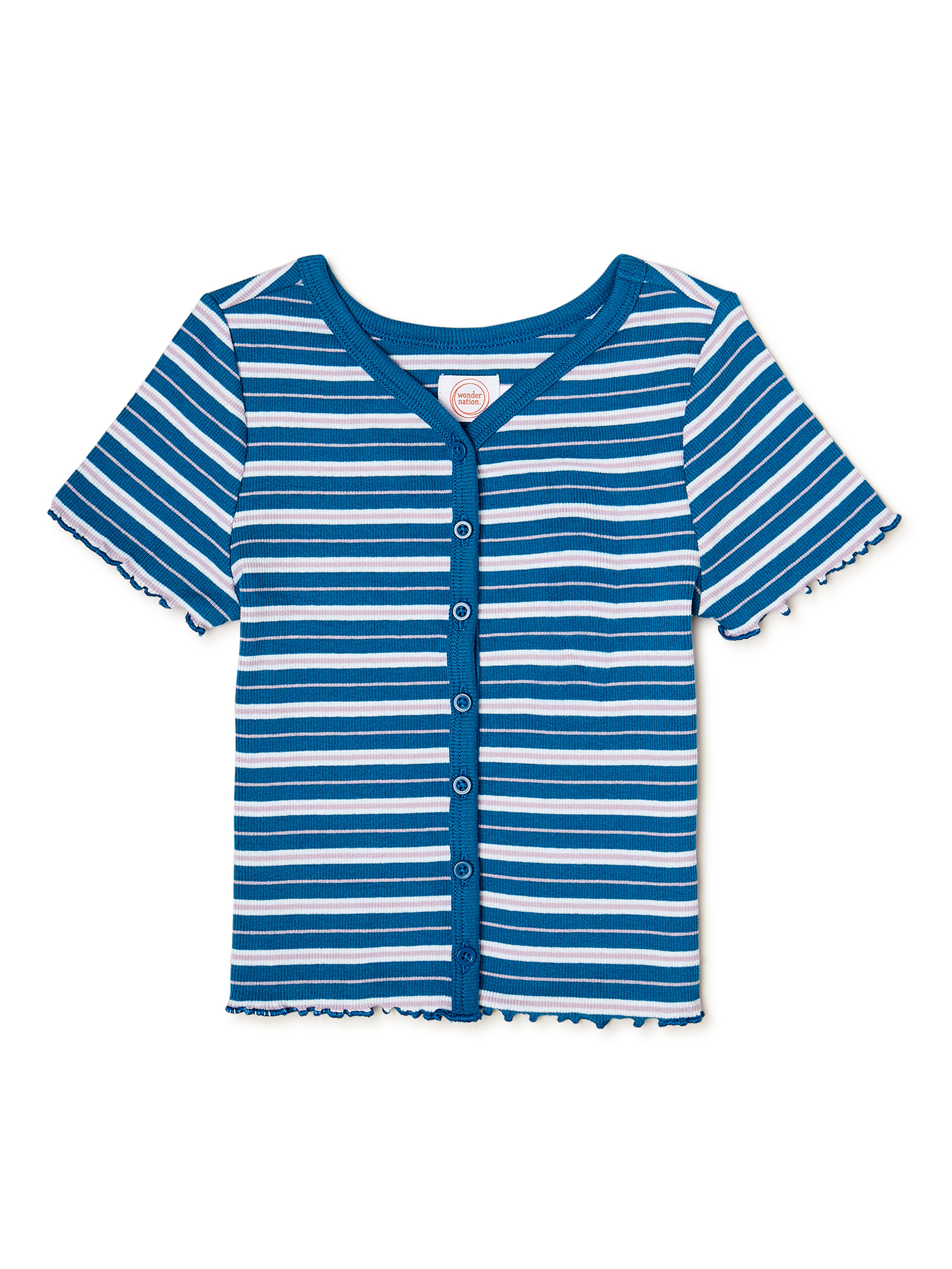 Wonder Nation Girls Short Sleeve Button Down Top, Sizes 4-18 & Plus ...