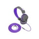 JLab Audio Neon On Ear Headphones with Universal Mic - Gray / Purple ...