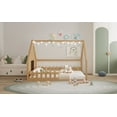 LHYY Full Size Wood House Bed with Window and Fence,Natural - Walmart.com