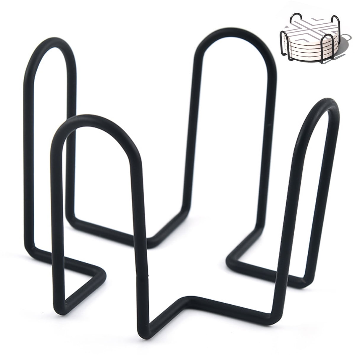 Portavasos de metal de hierro negro para posavasos redondos y cuadrados ...