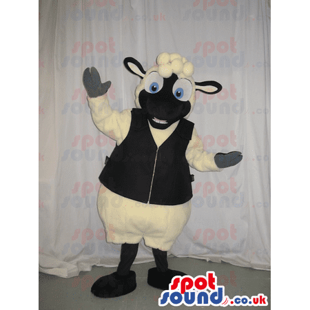 Sheep Plush SPOTSOUND Mascot With A Black Face Wearing A Vest - Animal ...