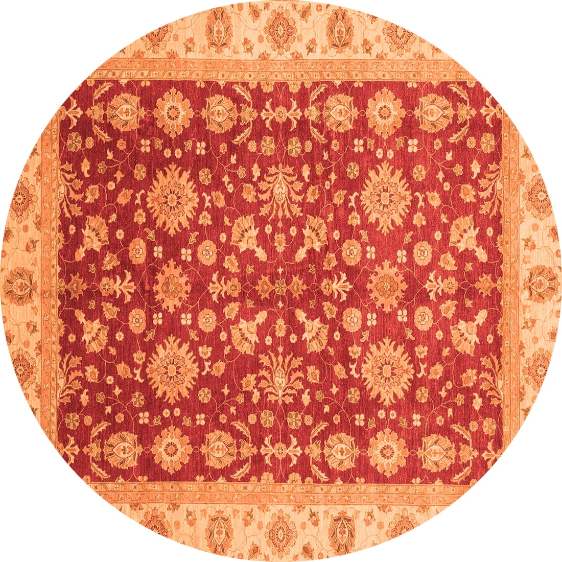 Ahgly Company Indoor Round Oriental Orange Traditional Area Rugs, 6 ...