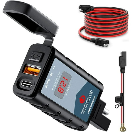 Extractme 6.4A Motorcycle USB Charger SAE to USB Adapter, Total 44W ...