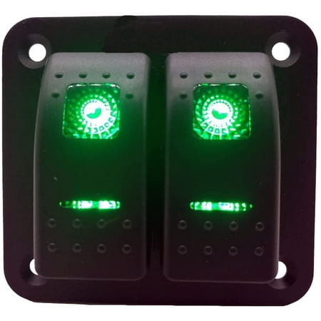 2 Gang Rocker Switch Panel 12V 24V DC Switches Aluminum Panel ON Off ...