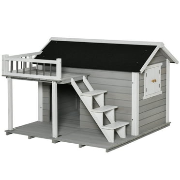 Pawhut Wooden Large Dog House, Perfect for the Porch or Deck and ...