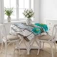 Blue Blossom Flower on Wood Barn Table Cloth 60x60in, Waterproof Square ...