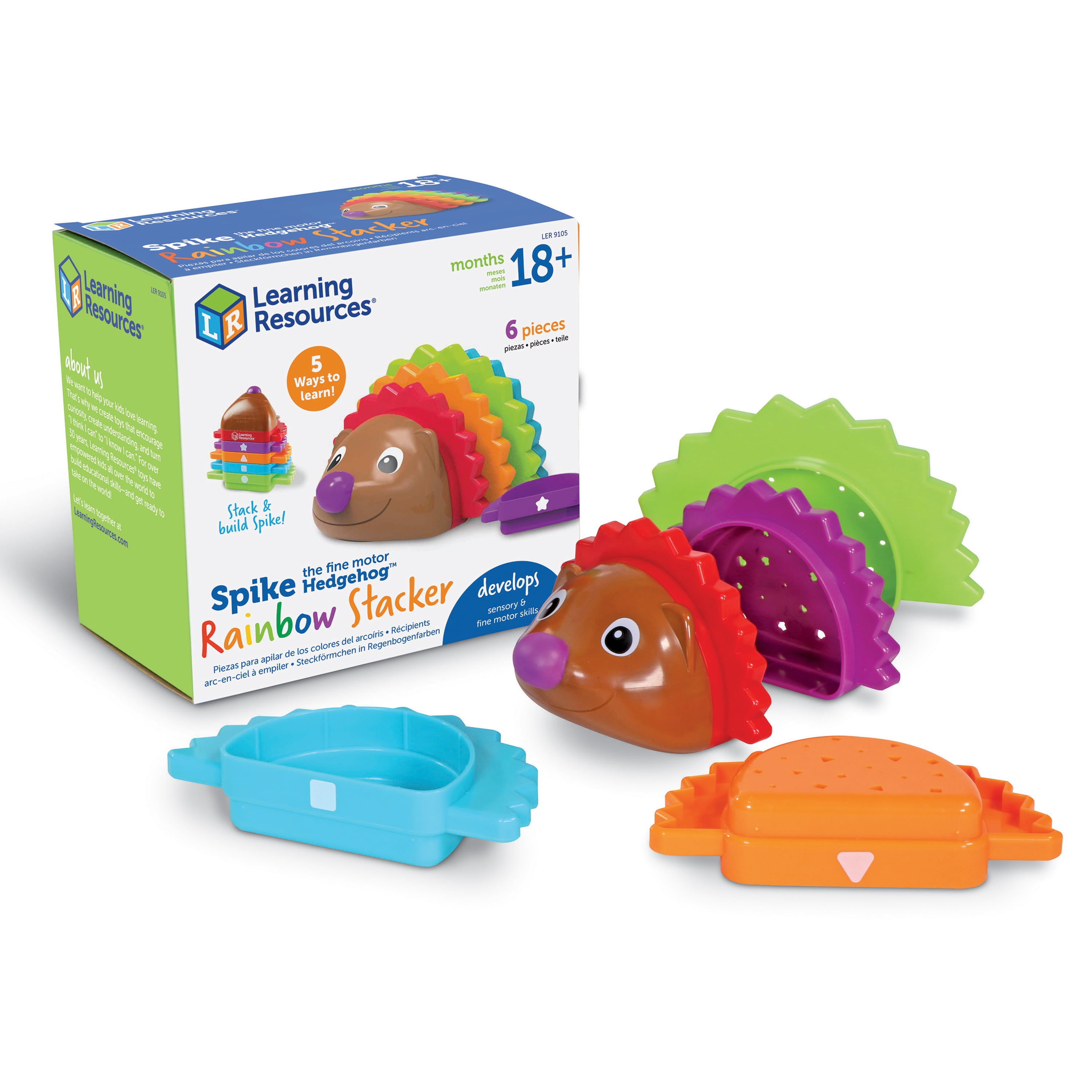 Learning Resources Spike the Fine Motor Hedgehog Rainbow Stackers - 6 ...