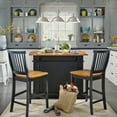 Homestyles Americana Black Wood Kitchen Island Set with Seating, Drop ...