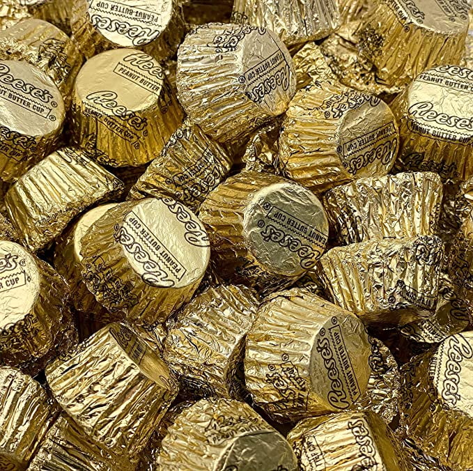 Reese's Miniatures Peanut Butter Cups Candy, Milk Chocolate, Gold Foils ...