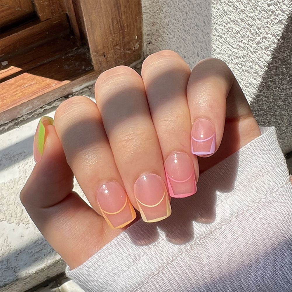 24pcs Mini False Nail Durable Wear Long Lasting Nail with Stick Glue ...