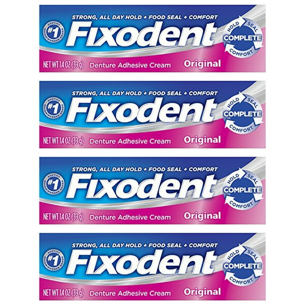 Pack of 4 New Fixodent Denture Adhesives Cream, Original - 1.4 Oz ...