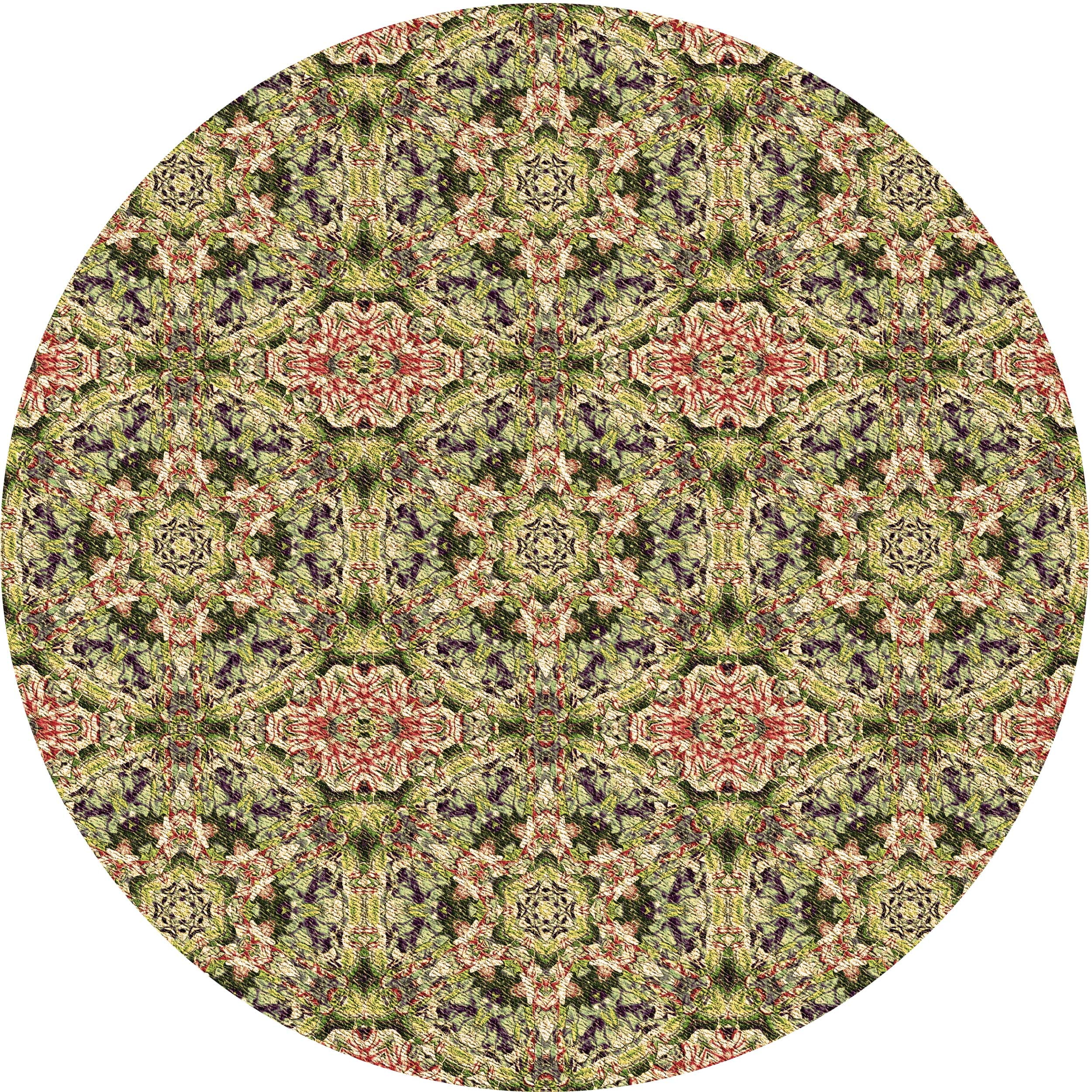 Ahgly Company Indoor Round Patterned Metallic Gold Area Rugs, 6' Round ...