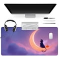 Black Cat on Moon Mouse Pad 31.5 x 11.82 inches Halloween Fantasy ...
