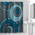 Abstract Nested Rings Shower Curtain, Blue White Concentric Circle Gray ...