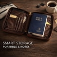 Leather Bible Cover with Zipper and Handle, Genuine Leather Bible Case ...