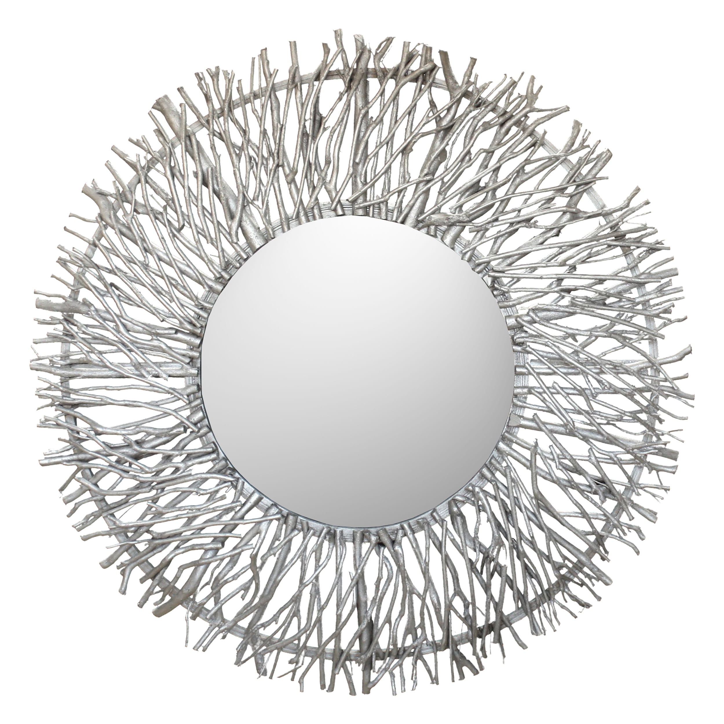 Iker Tree Branch Decorative Round Silver Wall Mirror - Walmart.com