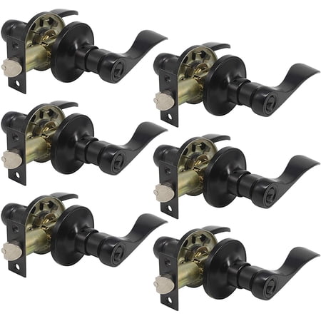 6 Pack Matte Black Keyed Entry Locks (Different Keys) with a Modern ...