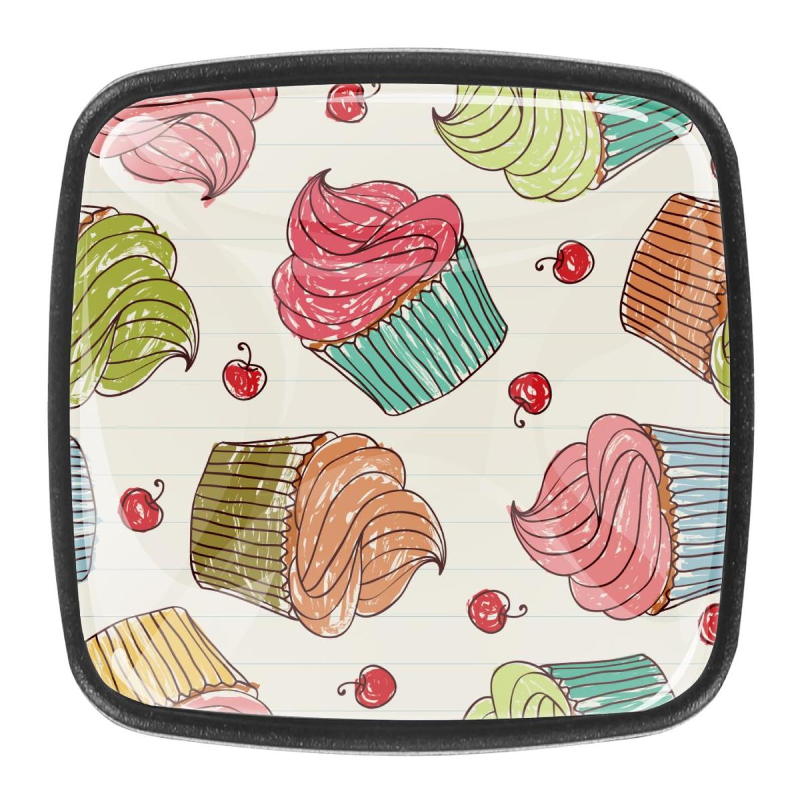 4 Pcs Square Cabinet Handle Cupboard Knob Drawer Pulls Handle Cupcakes ...