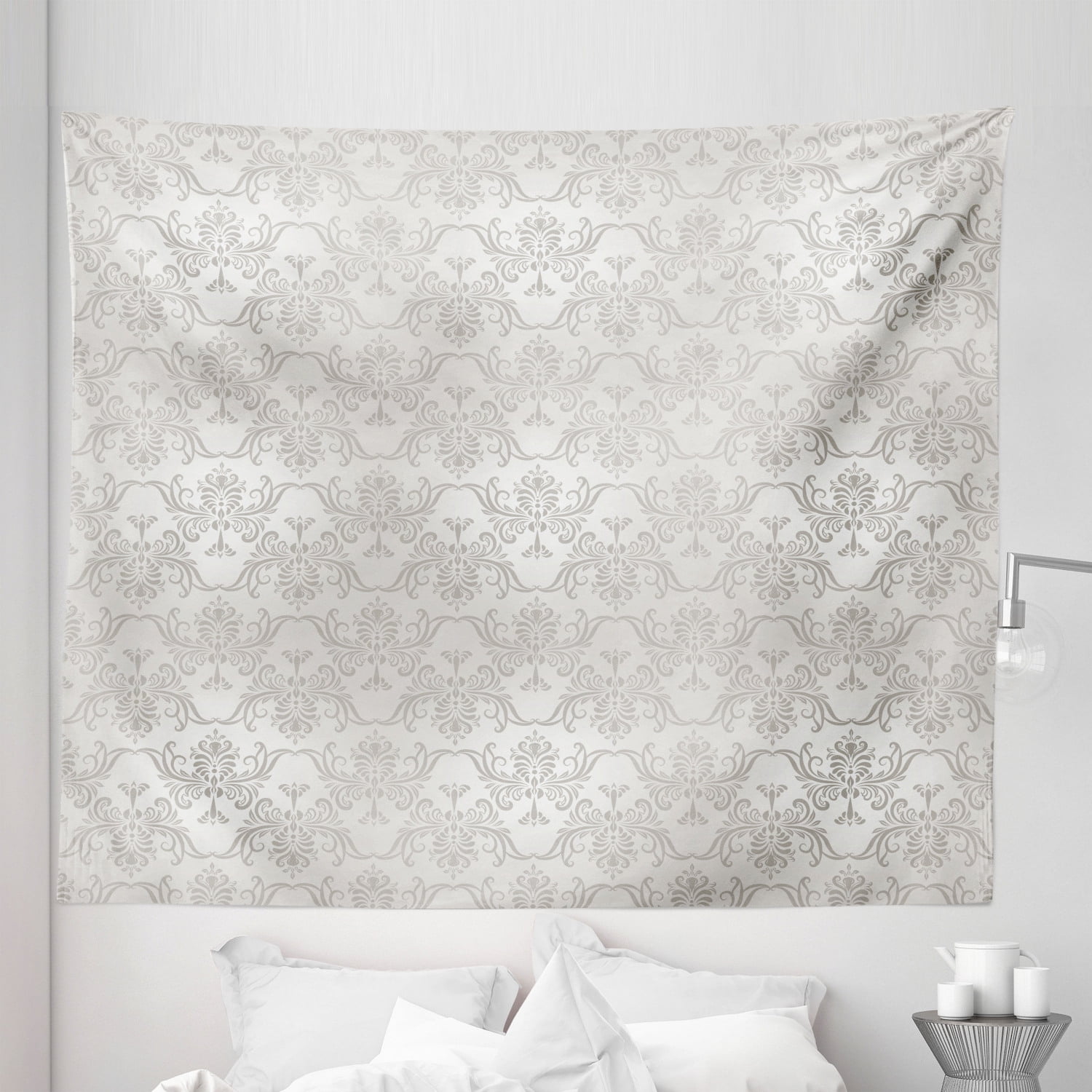 Grey Tapestry, Vintage Rococo Motifs Inspired by Antique Damask Style ...