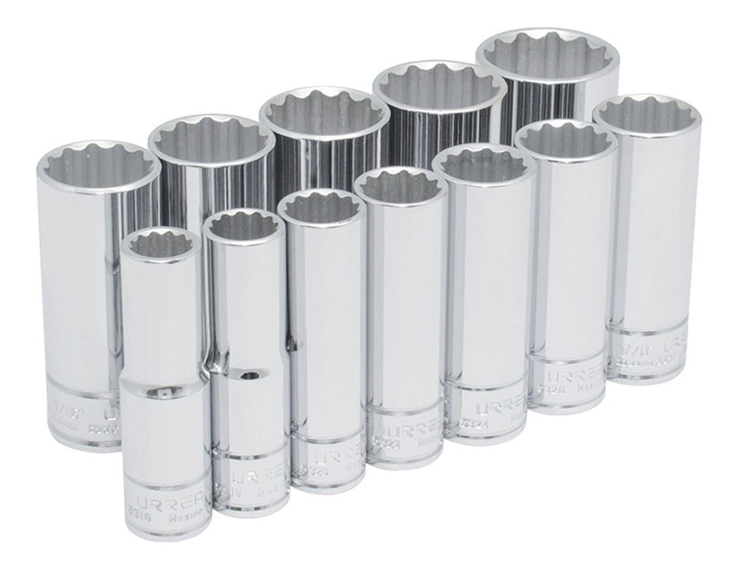 Juego De 12 Dados Largos En Pulgadas 1/2 Inch En Riel Urrea 54107 ...