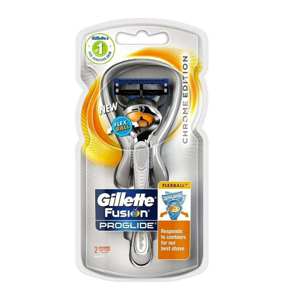 Gillette Fusion Proglide Flexball, Chrome Edition, 1 Razor with 2 ...