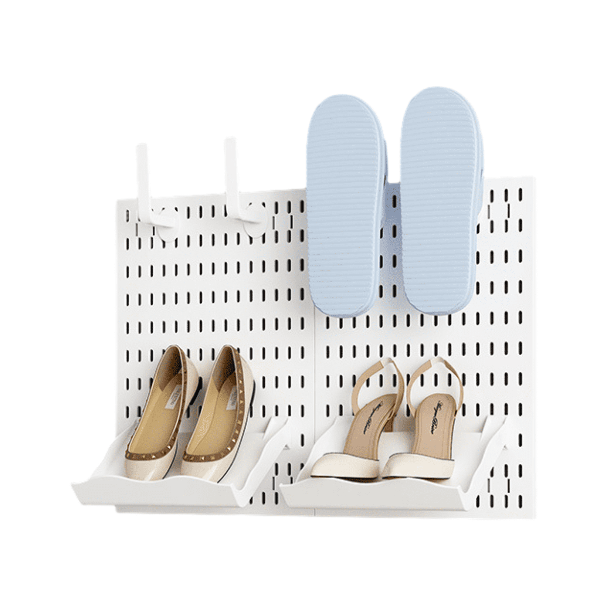 Pegboards Kit Wall Mount Peg Board Shoe Storage Shelf Hanging Shoe ...