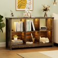 AKADEN FEY LLC 45" Wide Storage Cabinet With Led Light Brown - Walmart.com