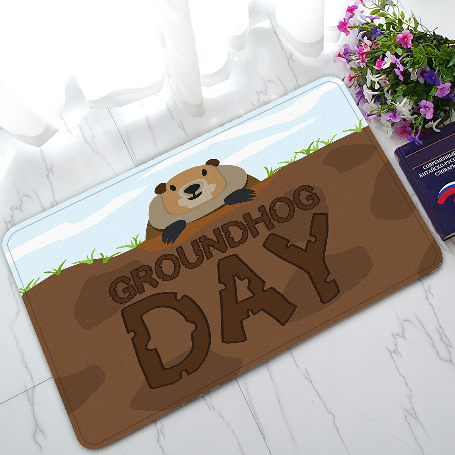 ECZJNT Groundhog come out from the land Groundhog Day Welcome Doormat ...
