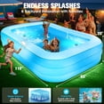 Inflatable Pool with Seat and Pool Lights, Durable Thickened Large Size ...