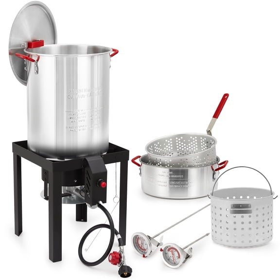 VEVOR 30 Qt Turkey Deep Fryer Propane Boiler Steamer Stock Pot Aluminum ...