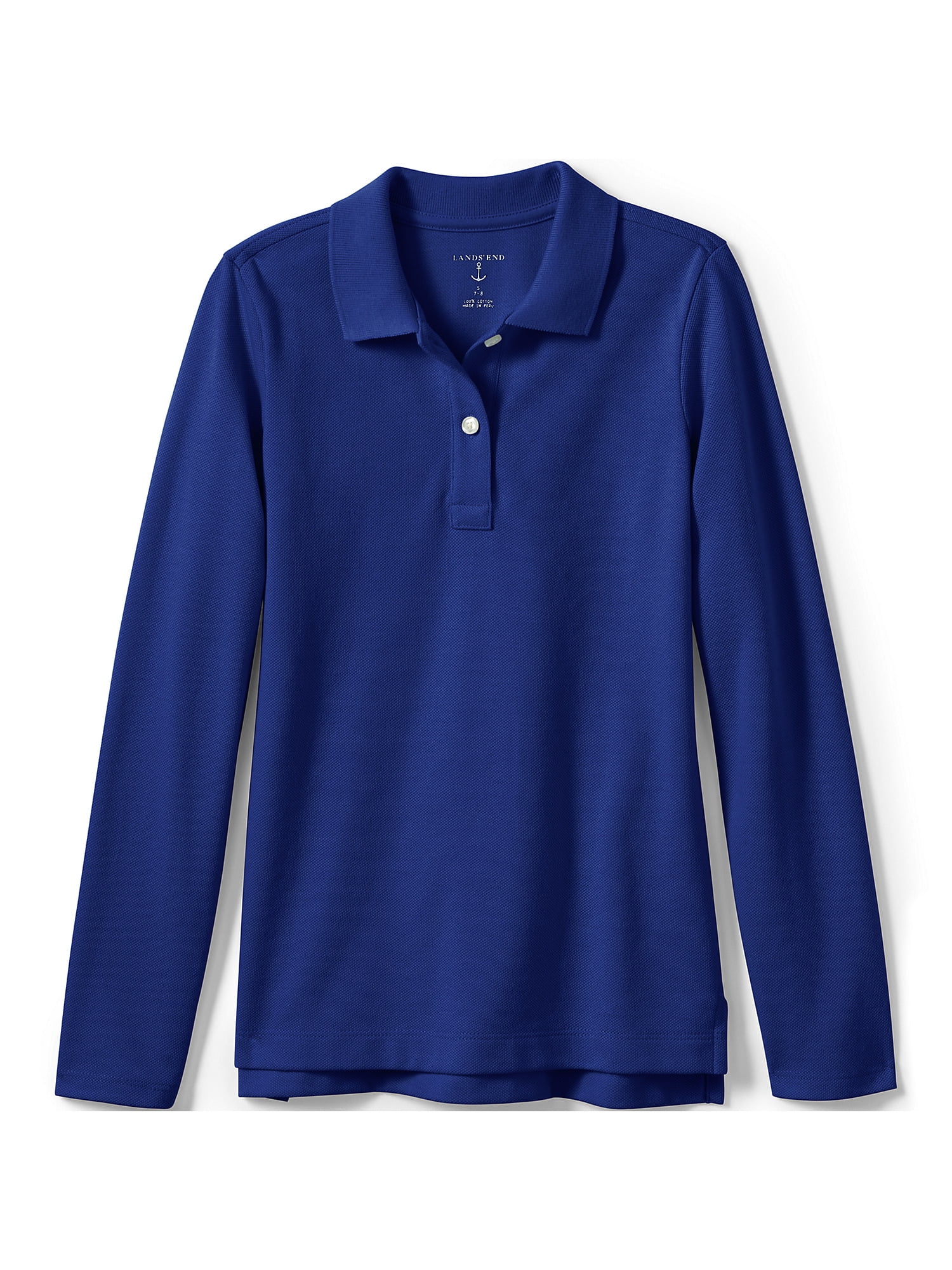 Lands' End School Uniform Girls Long Sleeve Feminine Fit Mesh Polo ...