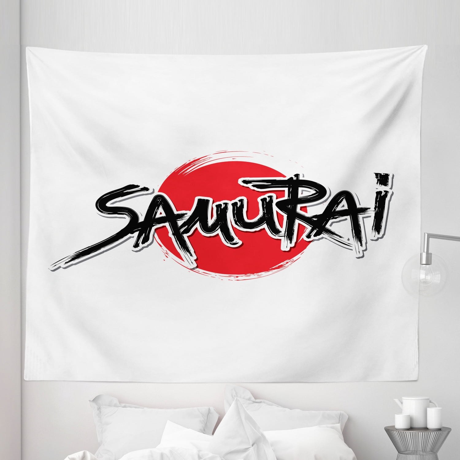 Japanese Tapestry, Samurai Lettering over Sun Emperor Man Power ...
