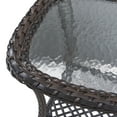 POCASSY Outdoor Patio Wicker Rattan Side Table with Built-In Glass for ...