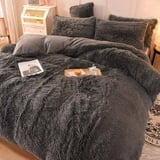 Wajade Plush Shaggy Duvet Cover Set 3 - Piece Faux Fur Duvet Cover ...