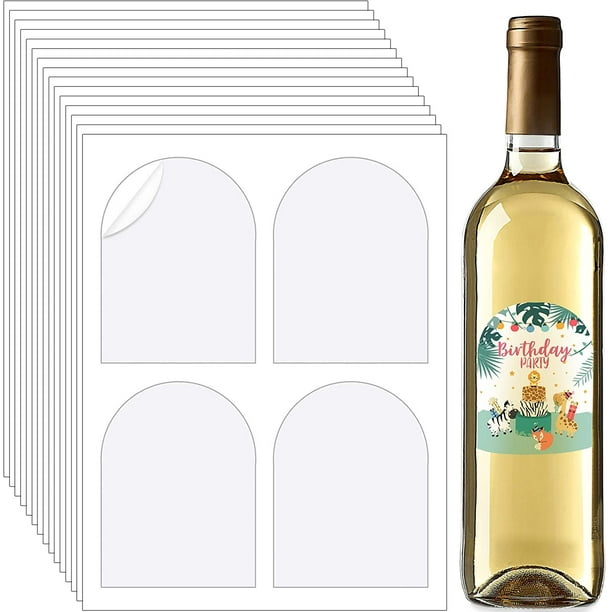 100 Pieces Blank Arched Wine Labels Sticker Adhesive Wine Bottle Labels ...