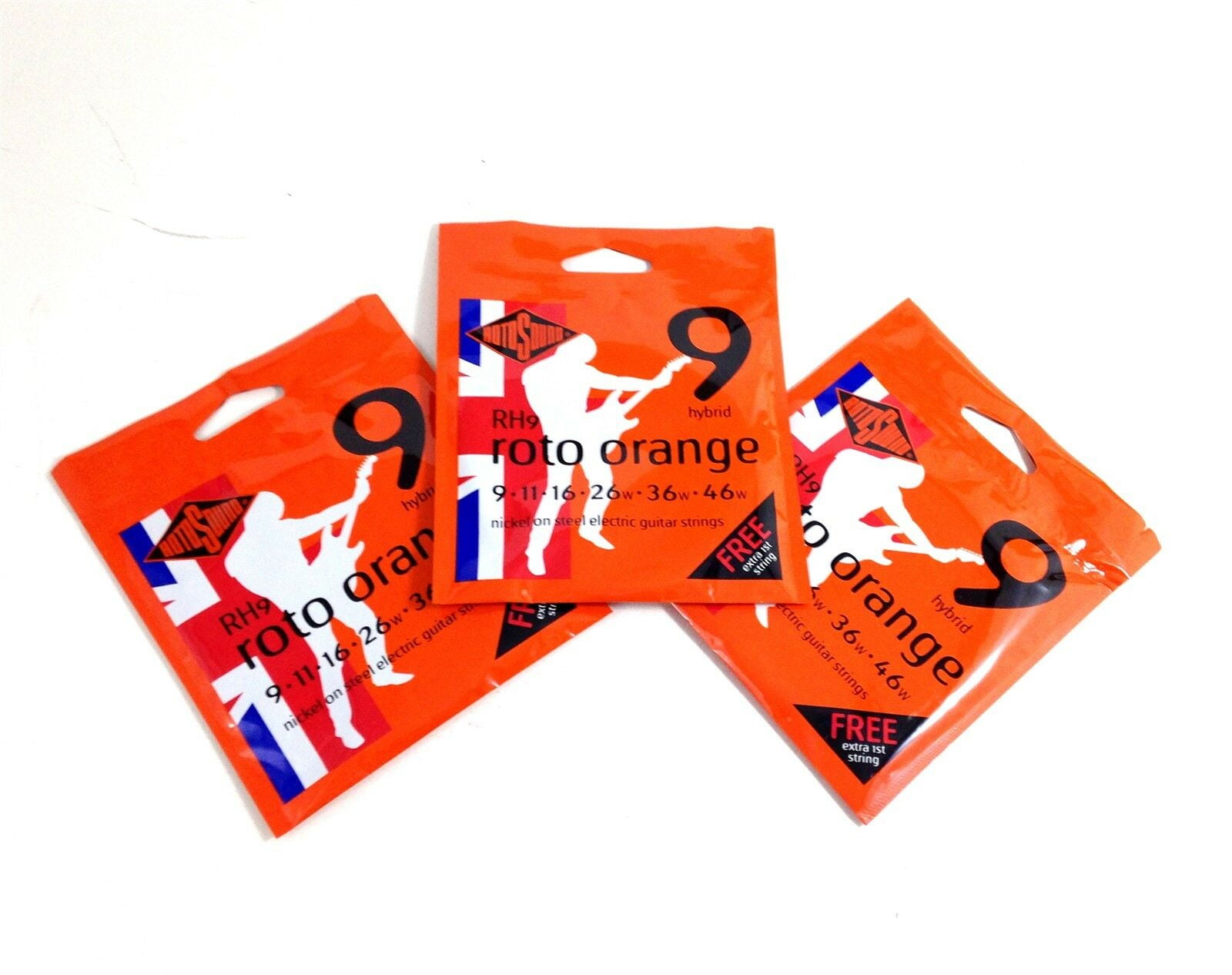 RotoSound Electric Guitar Strings 3 Packs Roto Orange Nickel Steel RH9 ...