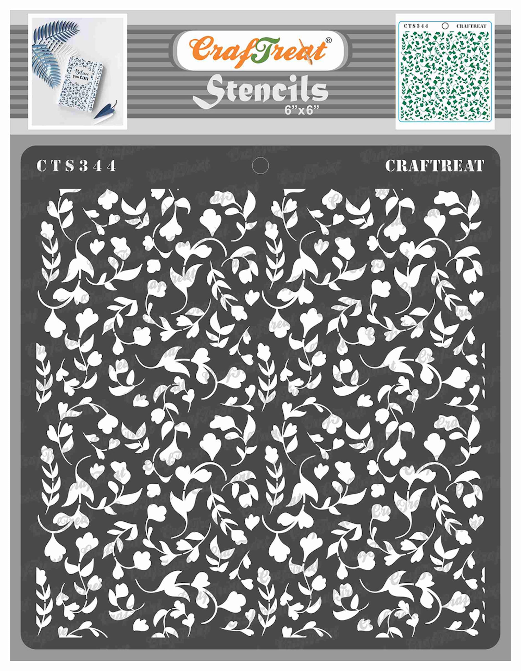 CrafTreat Foliage2 Stencil for Painting and Crafting - 6"x6" - Walmart.com